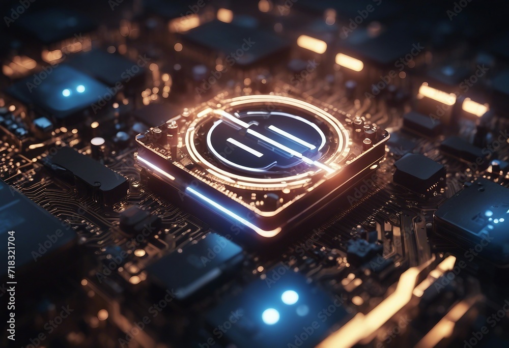 Energy Technology Concept with battery symbol on a Microchip Data flows ...