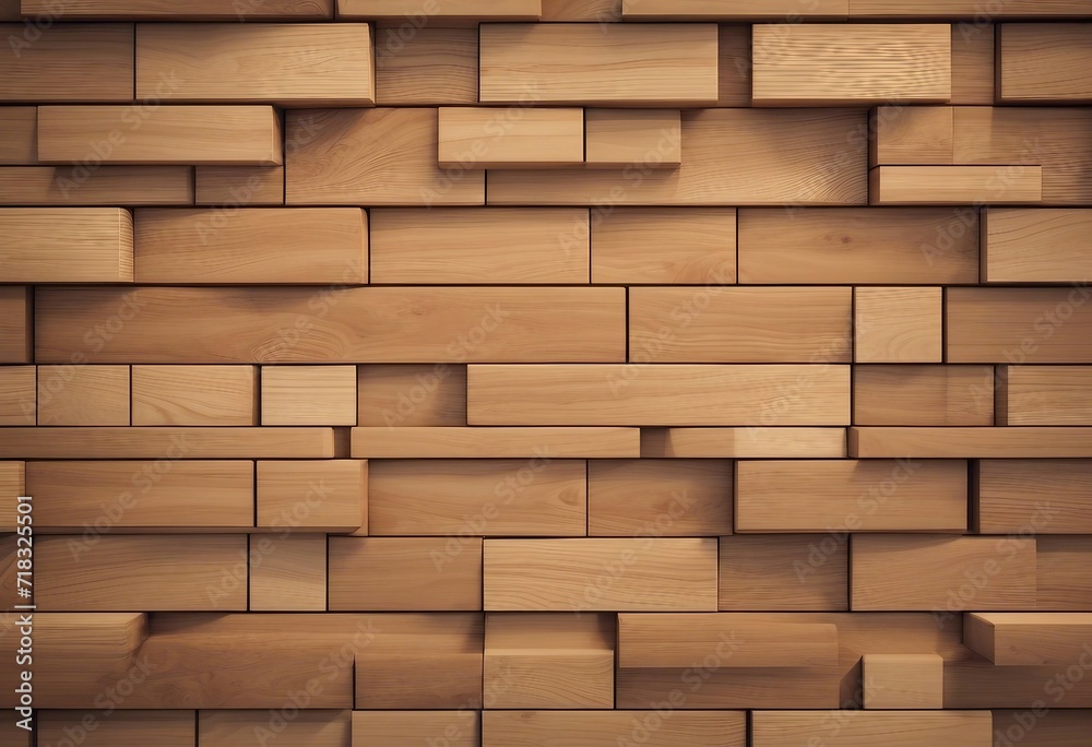 Timber Wood Wall background with tiles Square tile Wallpaper with 3D ...