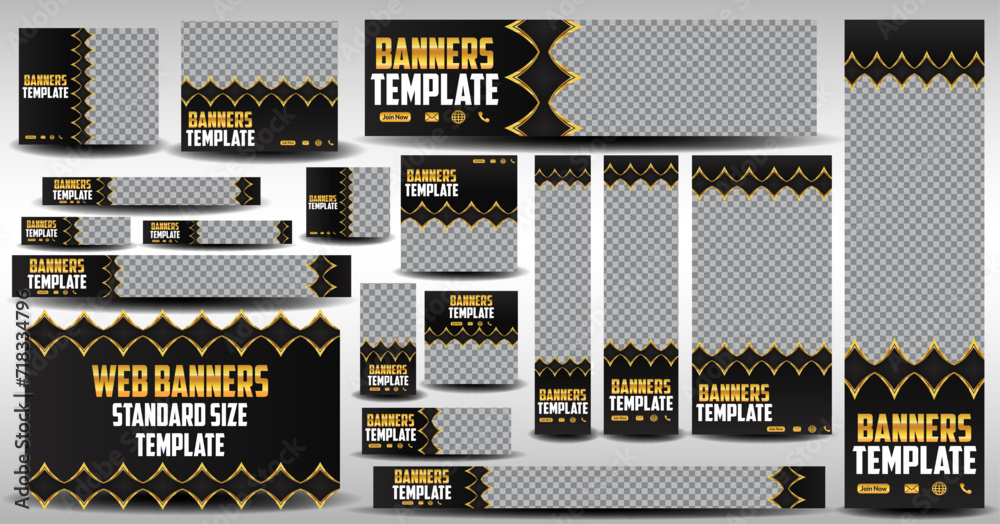 Professional web ads banner template with photo place modern layout ...