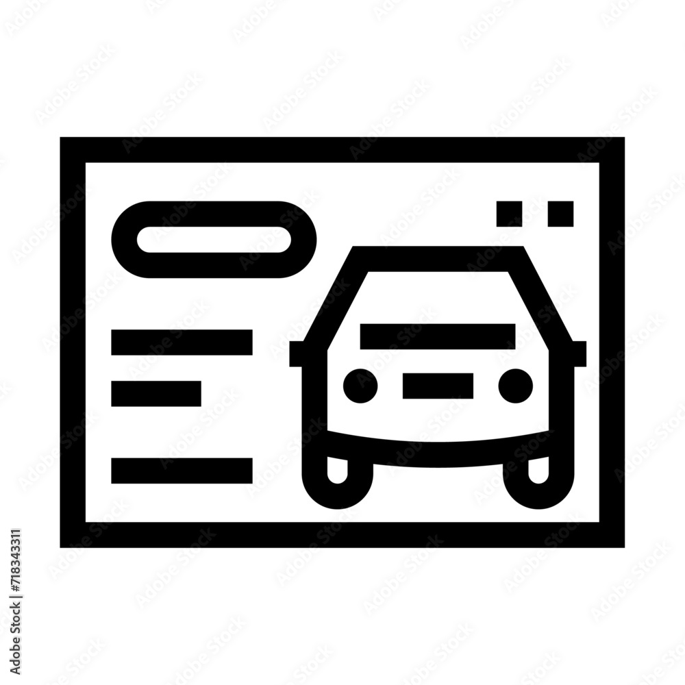 Icono de documentos del vehículo. Licencia, identificación del vehículo ...
