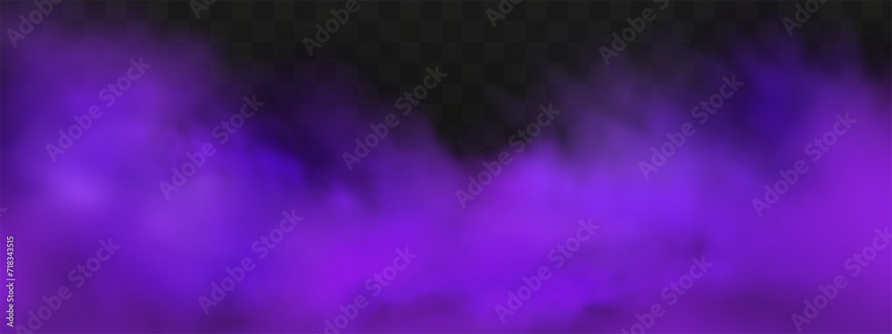 Vecteur Stock Scary mystical violet fog in night Halloween. Purple ...