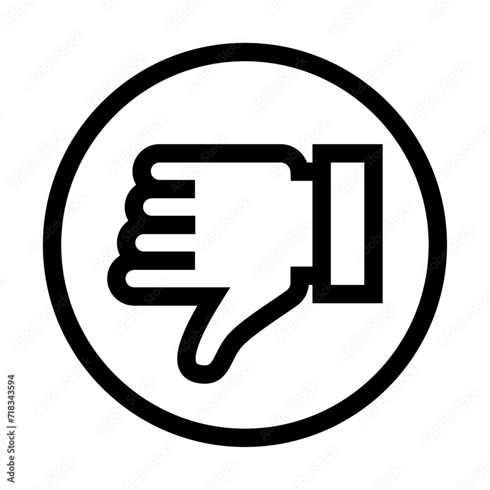 Icono de pulgar hacia abajo. No me gusta, reacción, desaprobación ...