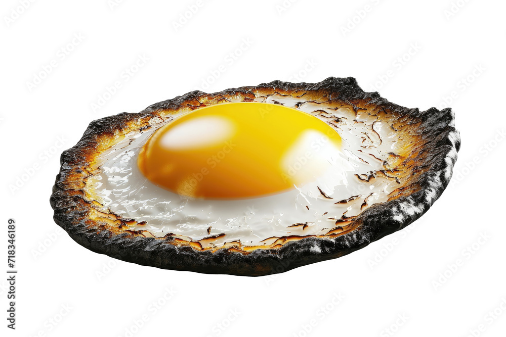 Burnt Fried egg pan with little sprinkle of ground black pepper ...