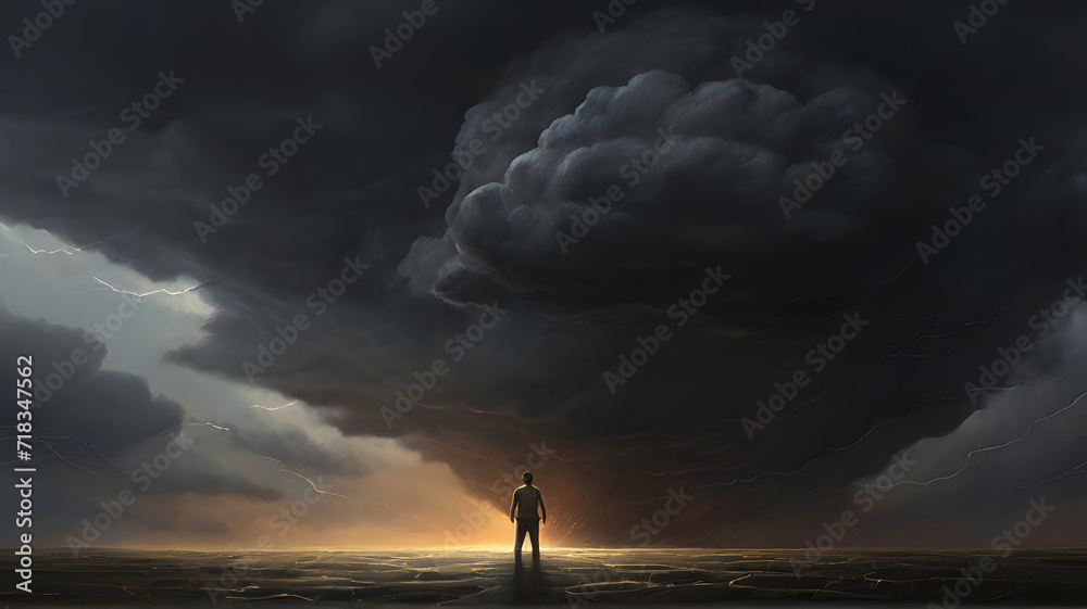 Brooding Anguish: Illustration of an Anger-Filled Storm Casting a Dark ...
