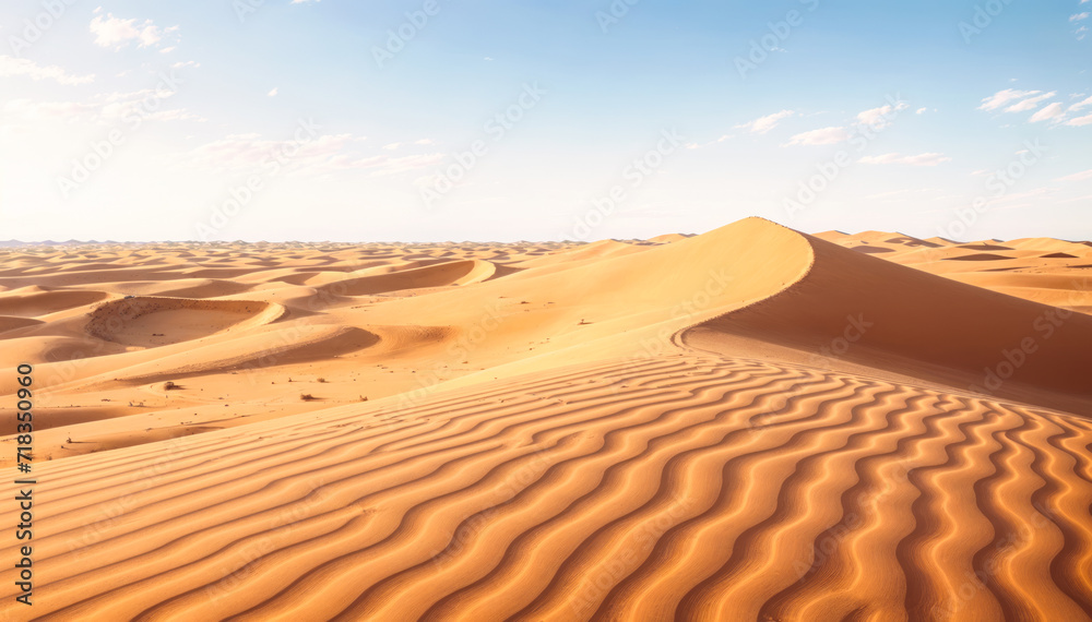 vast expanse of savannah desert sand dunes under a clear blue sky ...
