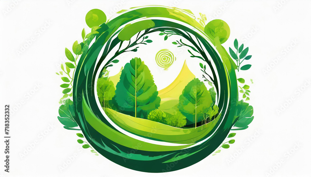 environmental protection logo isolated on white background, circular ...