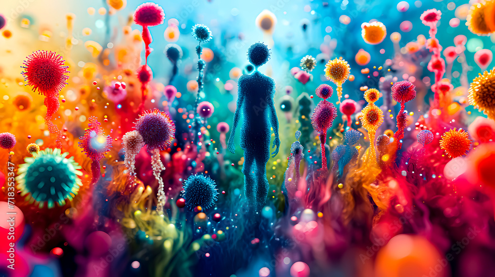 Human microbiota concept. Microorganisms in our body Stock Illustration ...