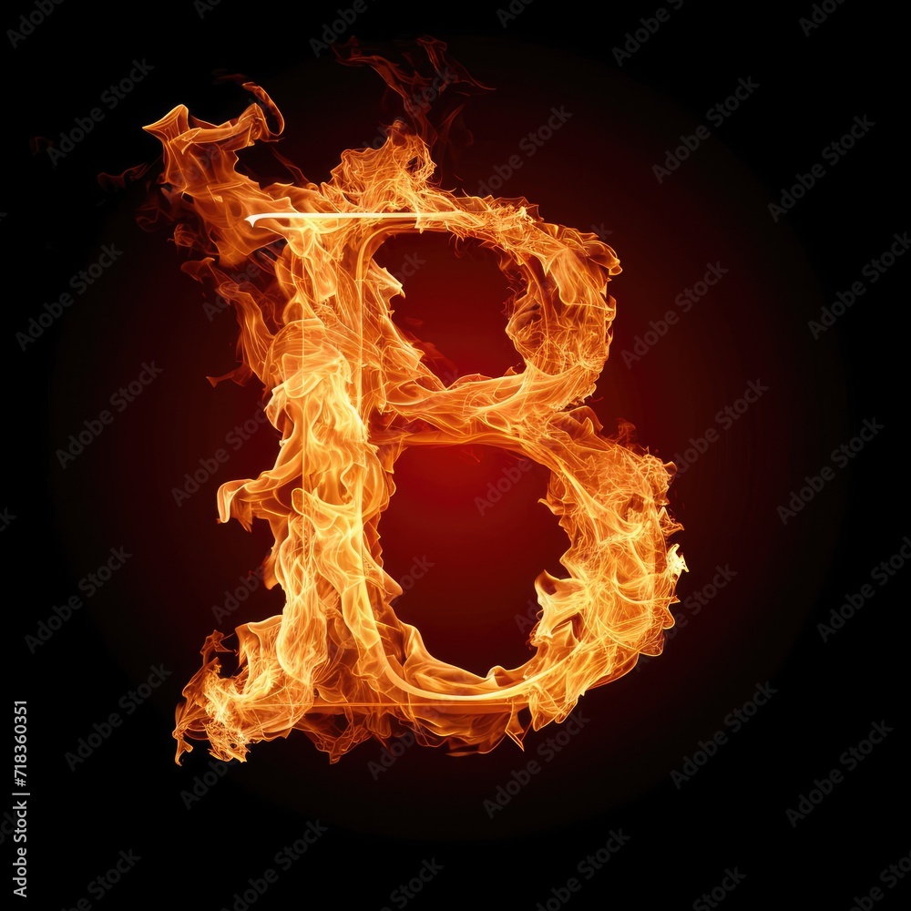 Letter B Flames Symbol Font Generative AI Stock Illustration | Adobe Stock
