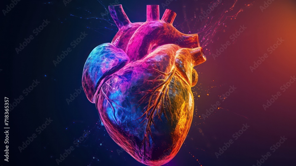 Colorful human heart. Hand drawn raster illustration for your realistic ...