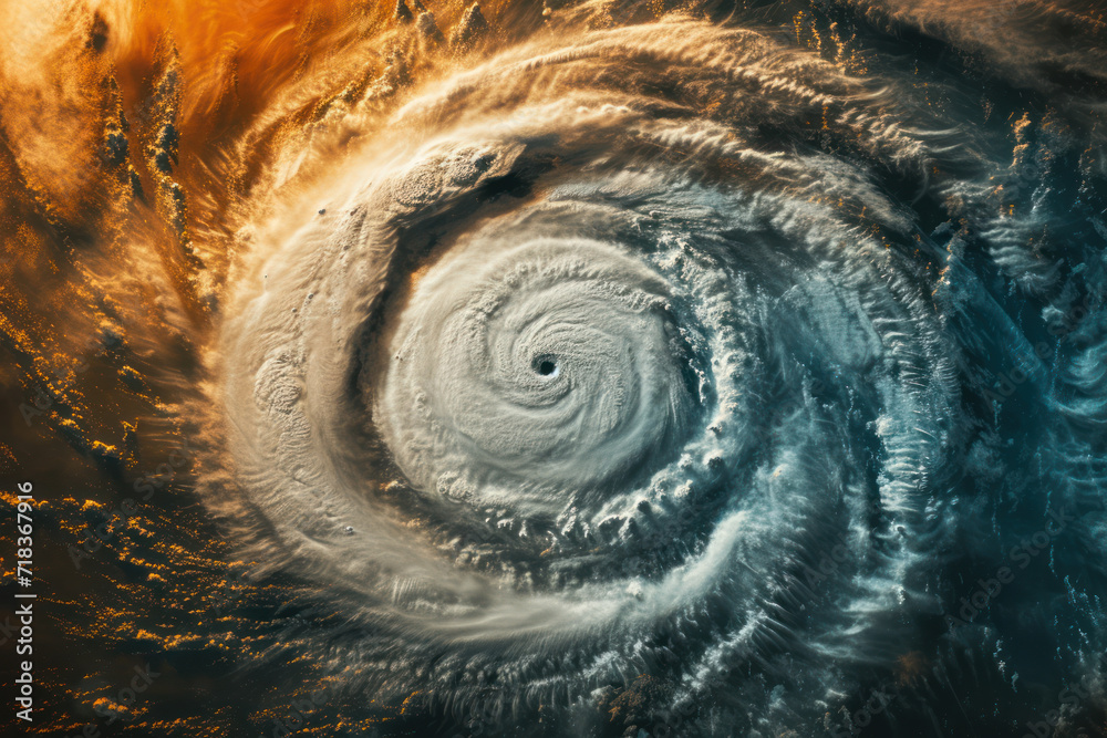 Satellite image of the first hurricane also called tornado or typhoon ...