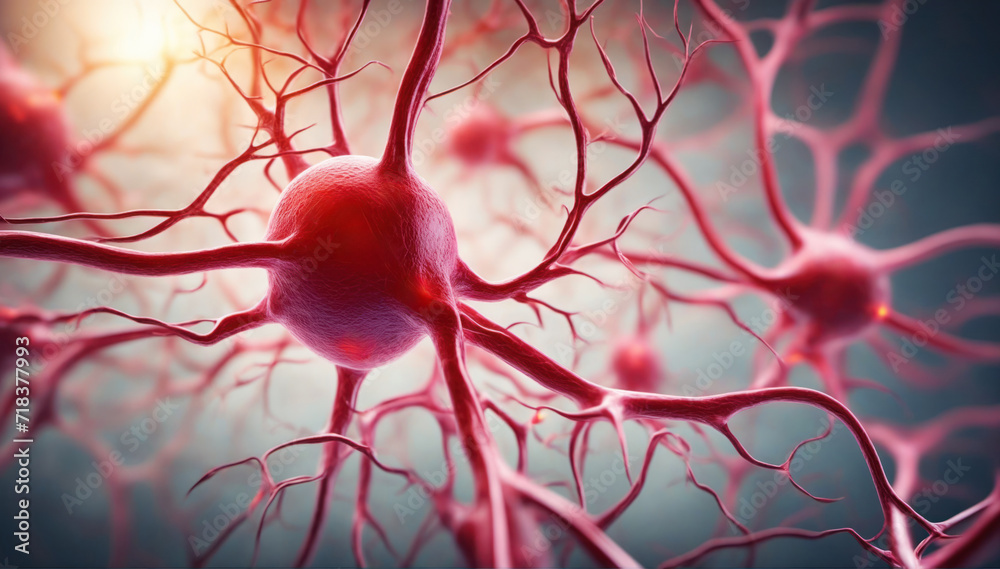 Neuron cell close-up view image. SEM view interconnected neurons ...