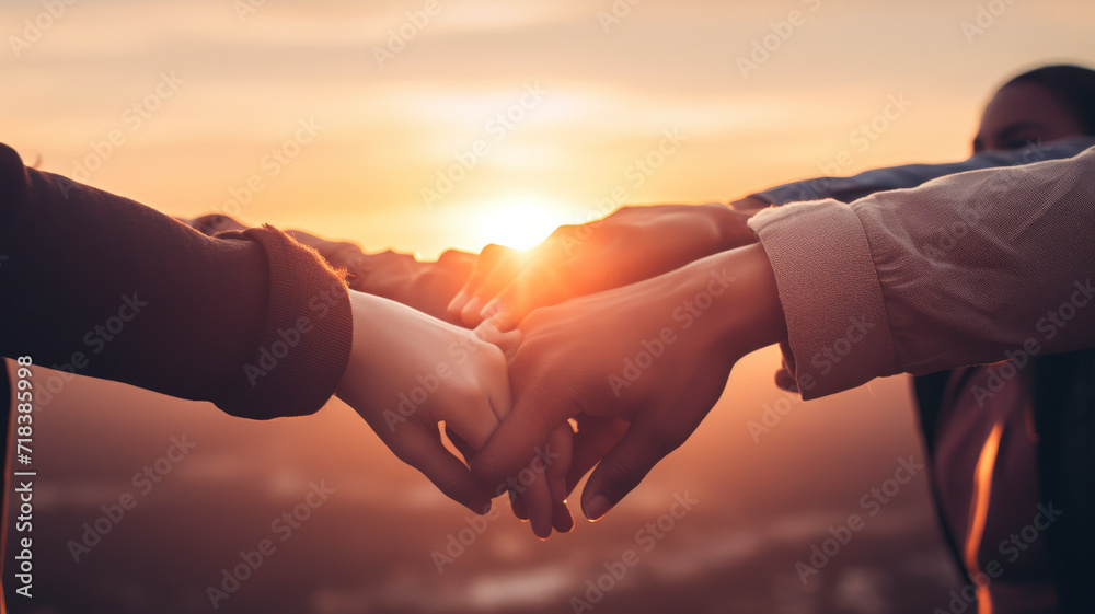 Symbolic representation of hope and unity through a diverse group of ...