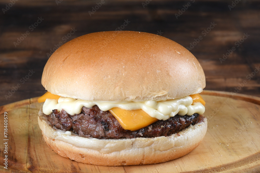 sandwich burger meat with cheddar cheese mayonnaise salad brioche bread ...