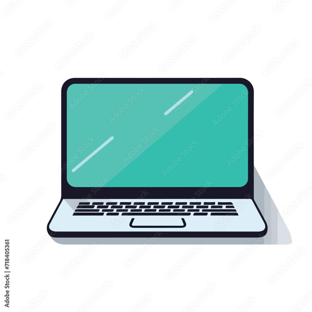 Laptop in cartoon, doodle style. Image for t shirt. Isolated 2d vector ...