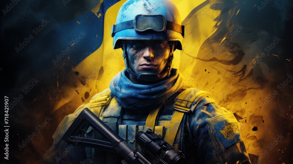 A conceptual blend of Ukrainian flag into the uniform of an Ukrainian ...