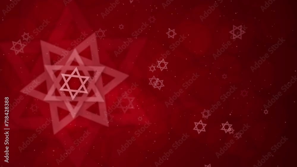 Blurred national traditional jewish symbols on red abstract animated ...