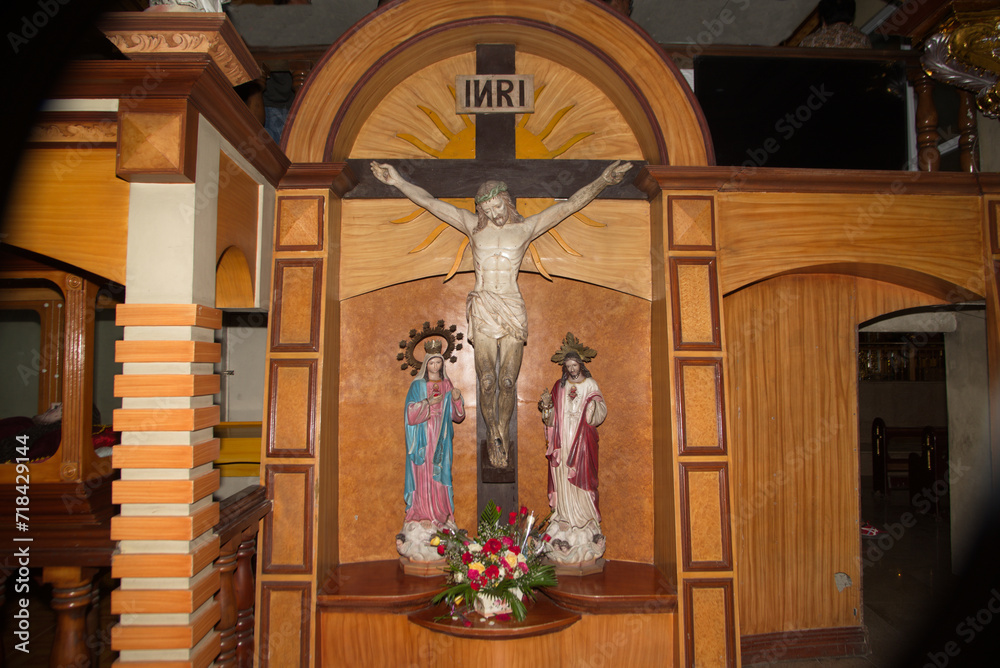 Jesus Christ Crucifixion on Cross Wooden Statues in Monastery of the ...