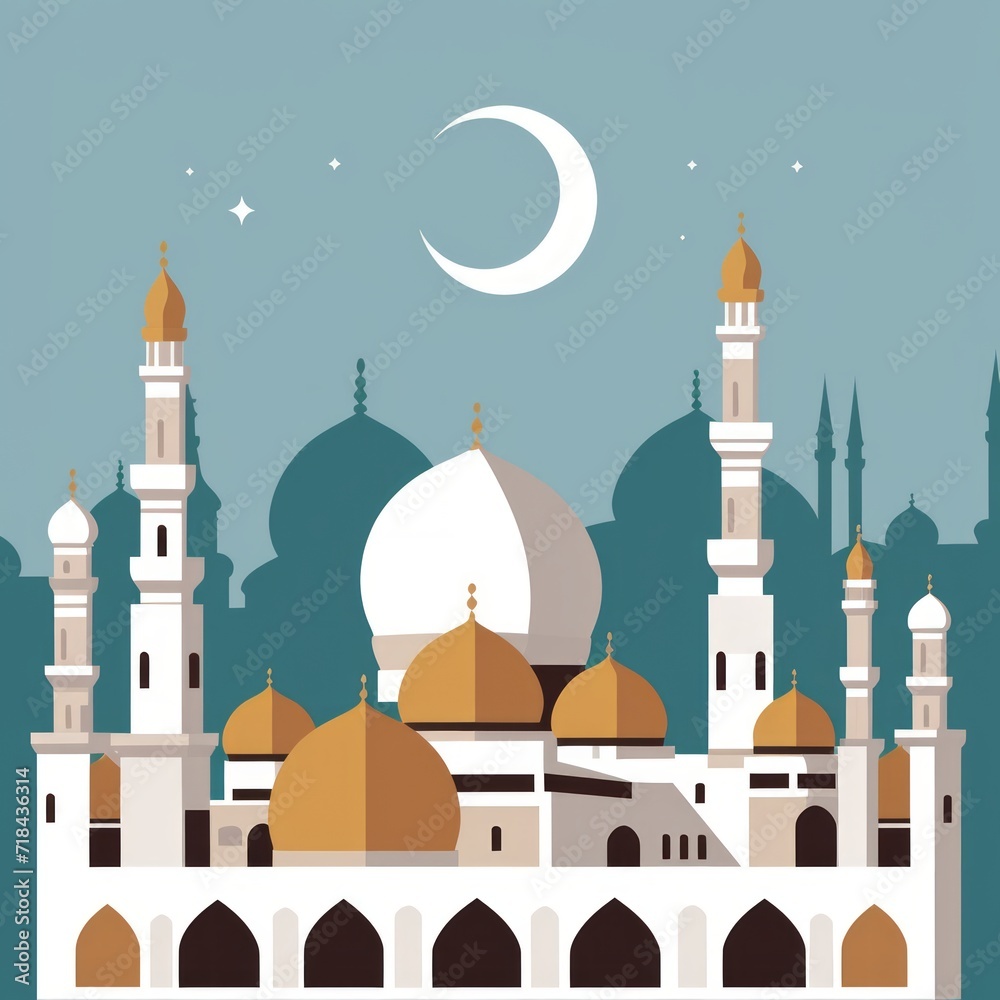 illustration of a icons mosque. icon set Ramadan or Ramadhan. icon set ...