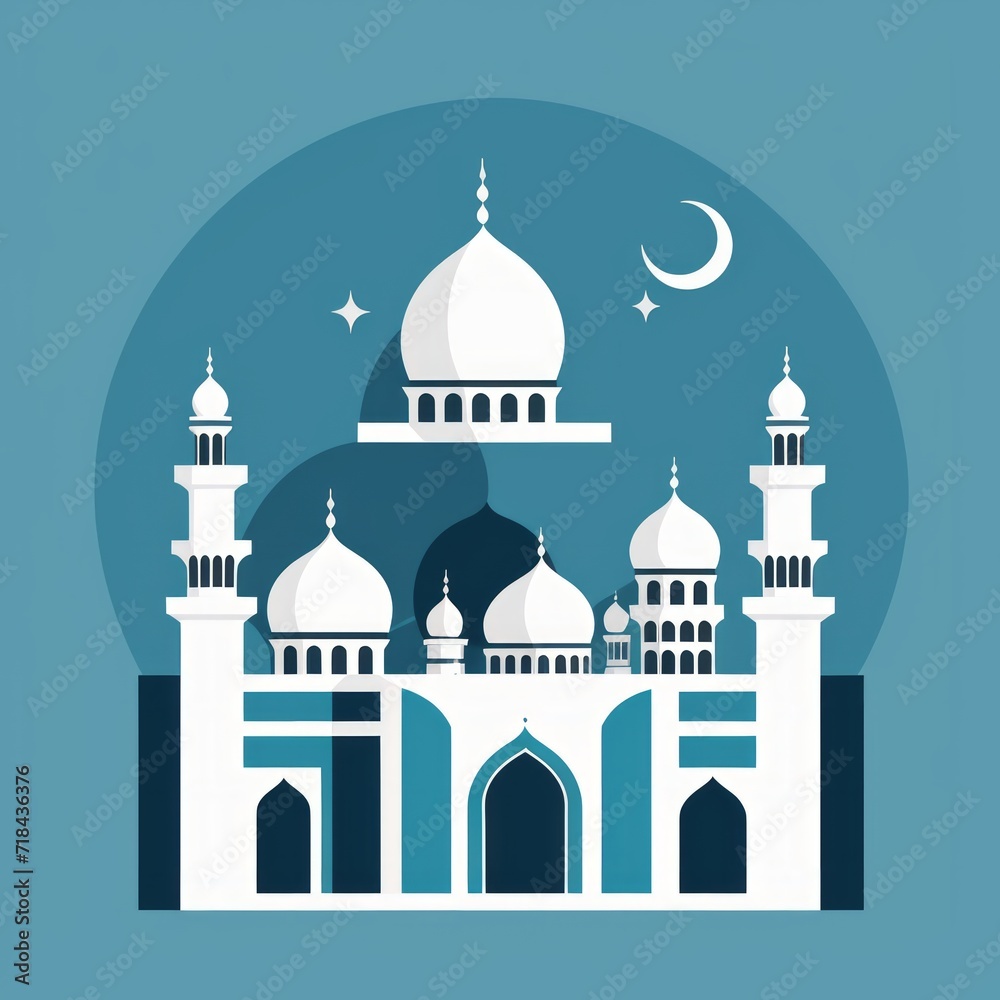 illustration of a icons mosque. icon set Ramadan or Ramadhan. icon set ...