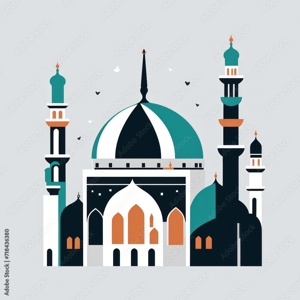 illustration of a icons mosque. icon set Ramadan or Ramadhan. icon set ...
