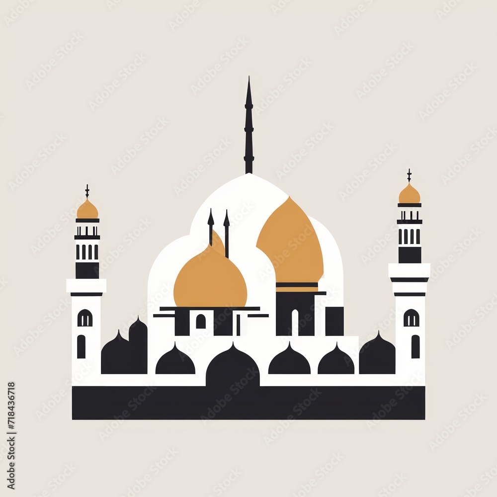 illustration of a icons mosque. icon set Ramadan or Ramadhan. icon set ...