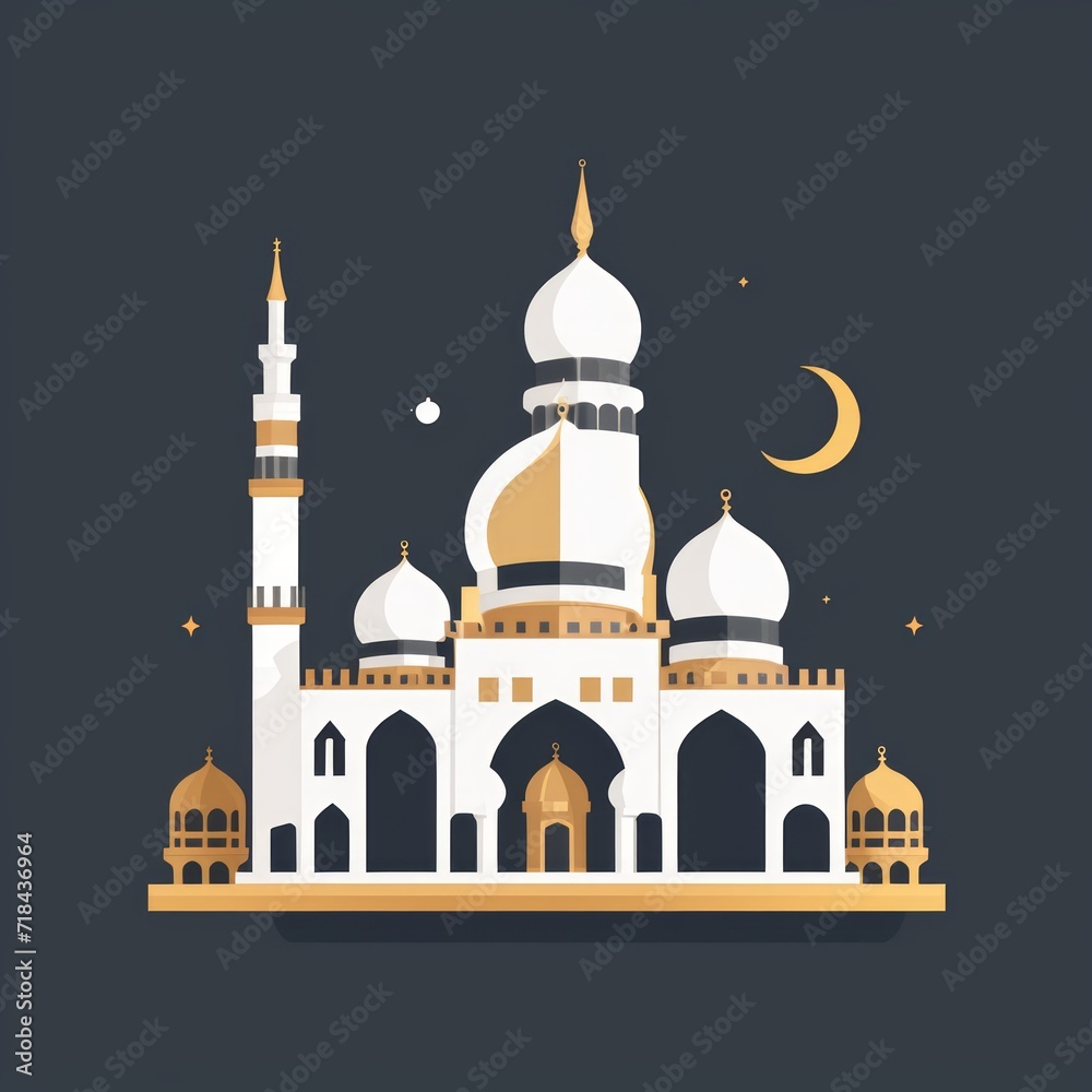 illustration of a icons mosque. icon set Ramadan or Ramadhan. icon set ...