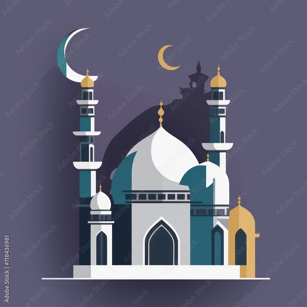 illustration of a icons mosque. icon set Ramadan or Ramadhan. icon set ...