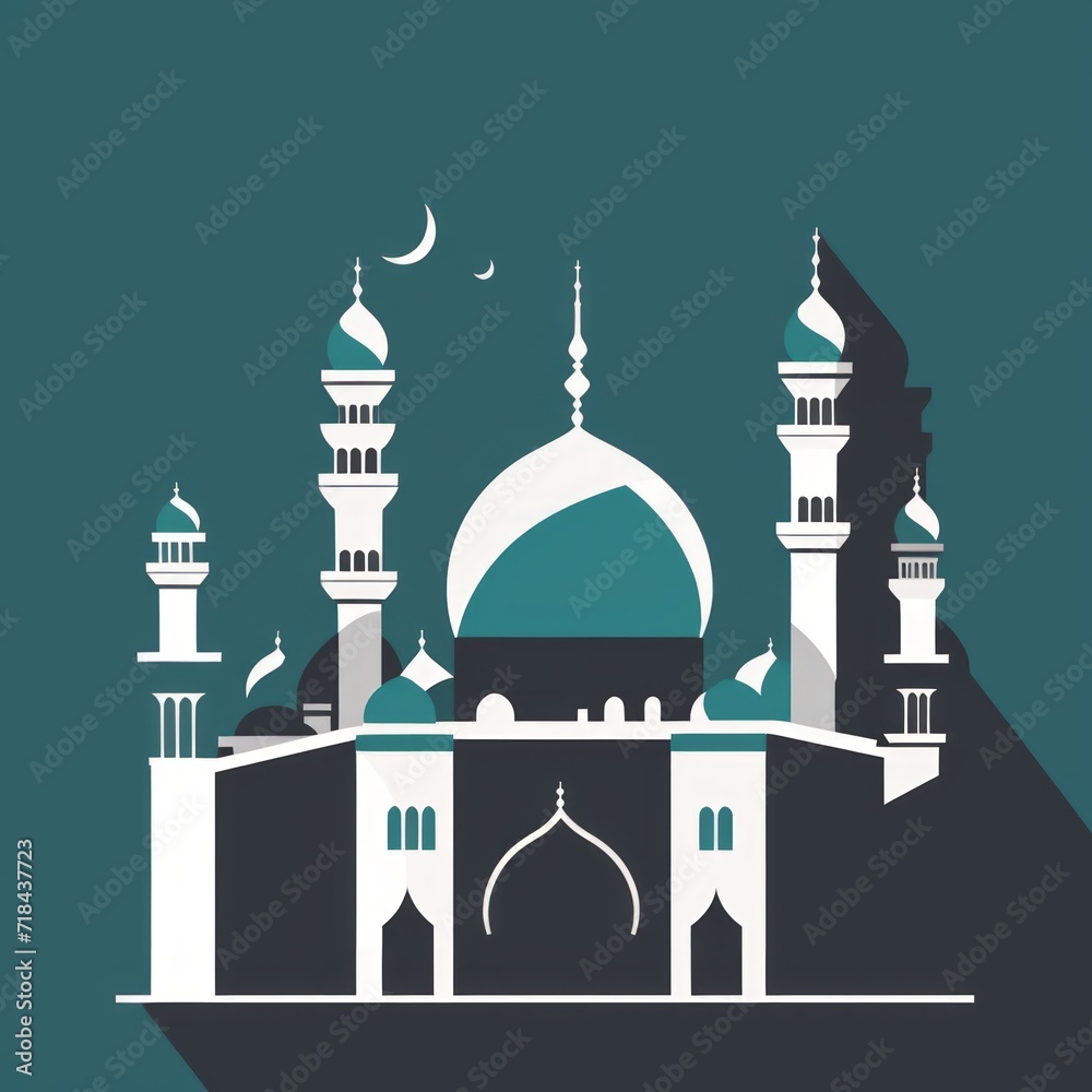 illustration of a icons mosque. icon set Ramadan or Ramadhan. icon set ...