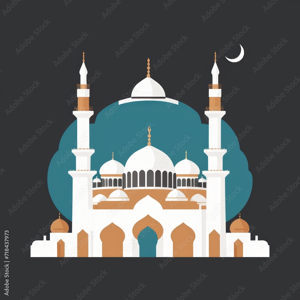 illustration of a icons mosque. icon set Ramadan or Ramadhan. icon set ...