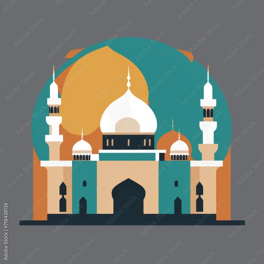 illustration of a icons mosque. icon set Ramadan or Ramadhan. icon set ...