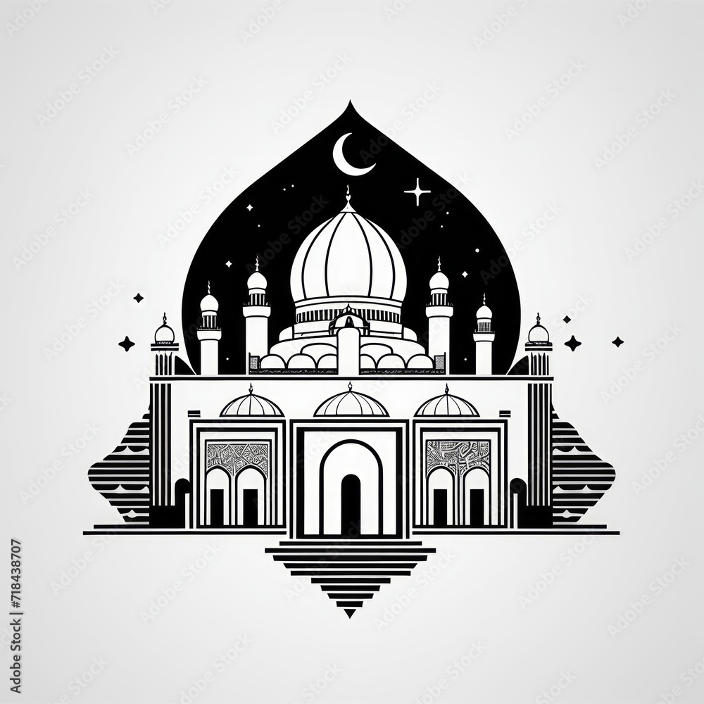 illustration of a icons mosque. icon set Ramadan or Ramadhan. icon set ...