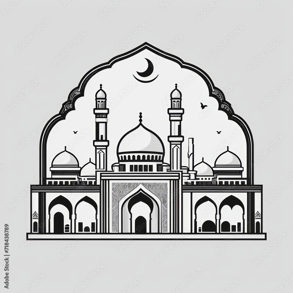 illustration of a icons mosque. icon set Ramadan or Ramadhan. icon set ...