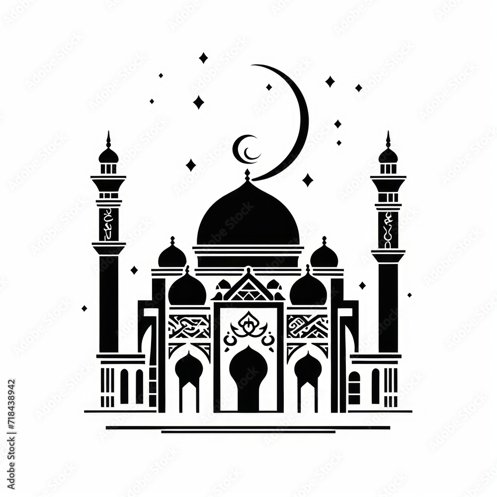 illustration of a icons mosque. icon set Ramadan or Ramadhan. icon set ...