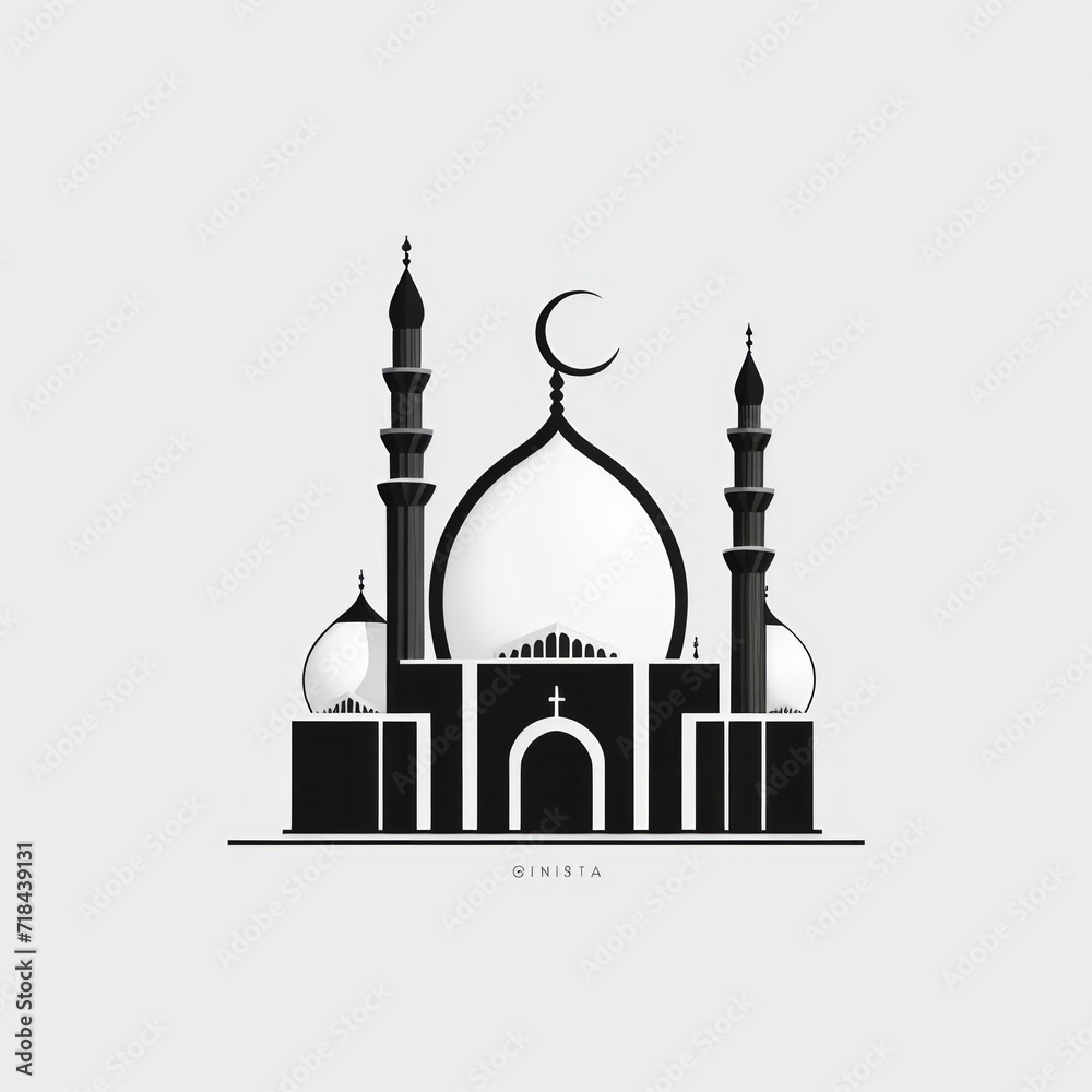illustration of a icons mosque. icon set Ramadan or Ramadhan. icon set ...