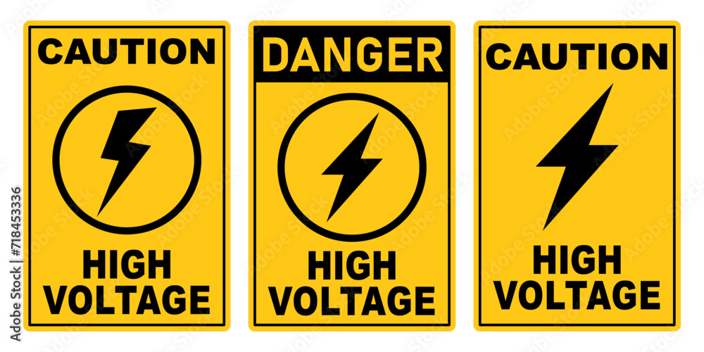 caution danger high electricity voltage signage for electrical yellow ...
