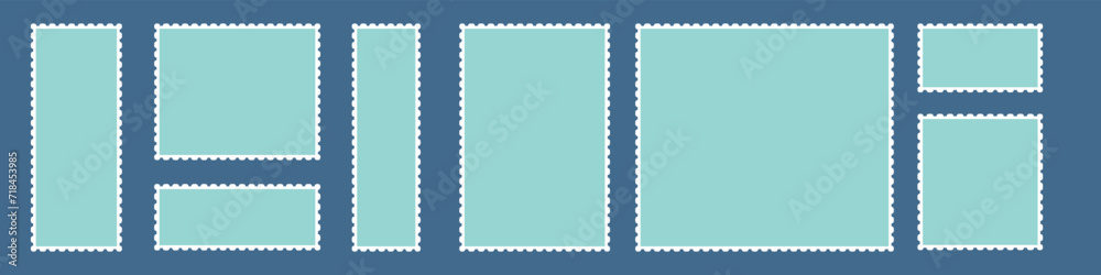Postage stamp borders set vector. Realistic post stamps set. Blank ...