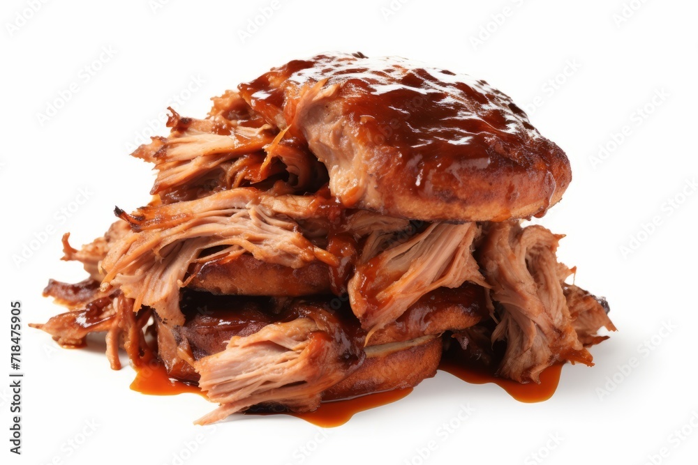 Barbecue Pulled Pork Cut, Slow-Cooked and Piled High, on an Isolated ...