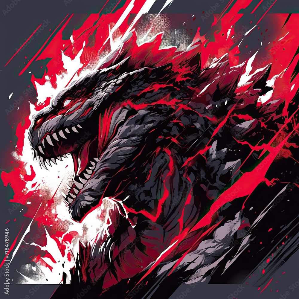 t-shirt design, character of Godzilla, cool, 8k, ultra-HD, detail ...