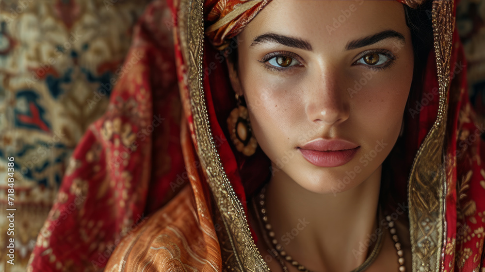 Beautiful young turkish ottoman girl with traditional clothing and ...