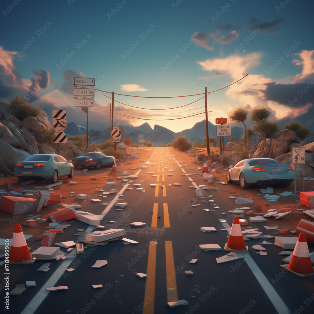 Earthquakes split the earth as cars plow through the pavement ...