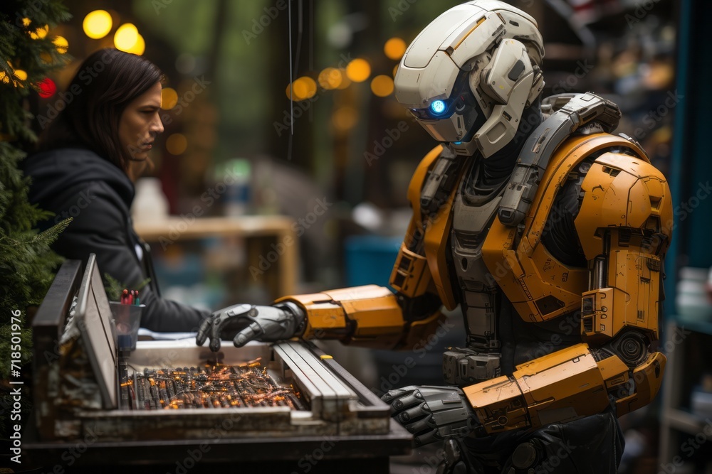 AI-controlled waste disposal robot sorting recyclables in a smart city ...