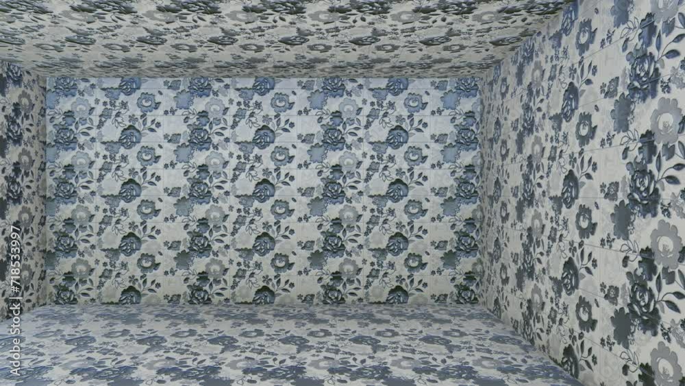 Geometric tile cube room. 3d vector background render with cube. to ...