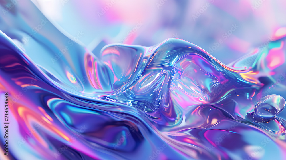3D fluid holographic wave illustration, featuring stunning and dynamic ...