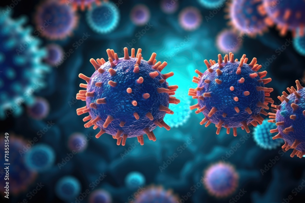 Virus cell 3D illustrations a 3D microscope view, Illustration ...