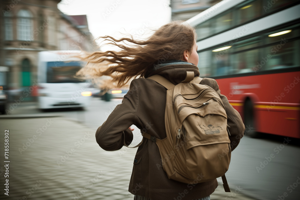 Capture a back side view of a teenage girl running and try to catch a ...