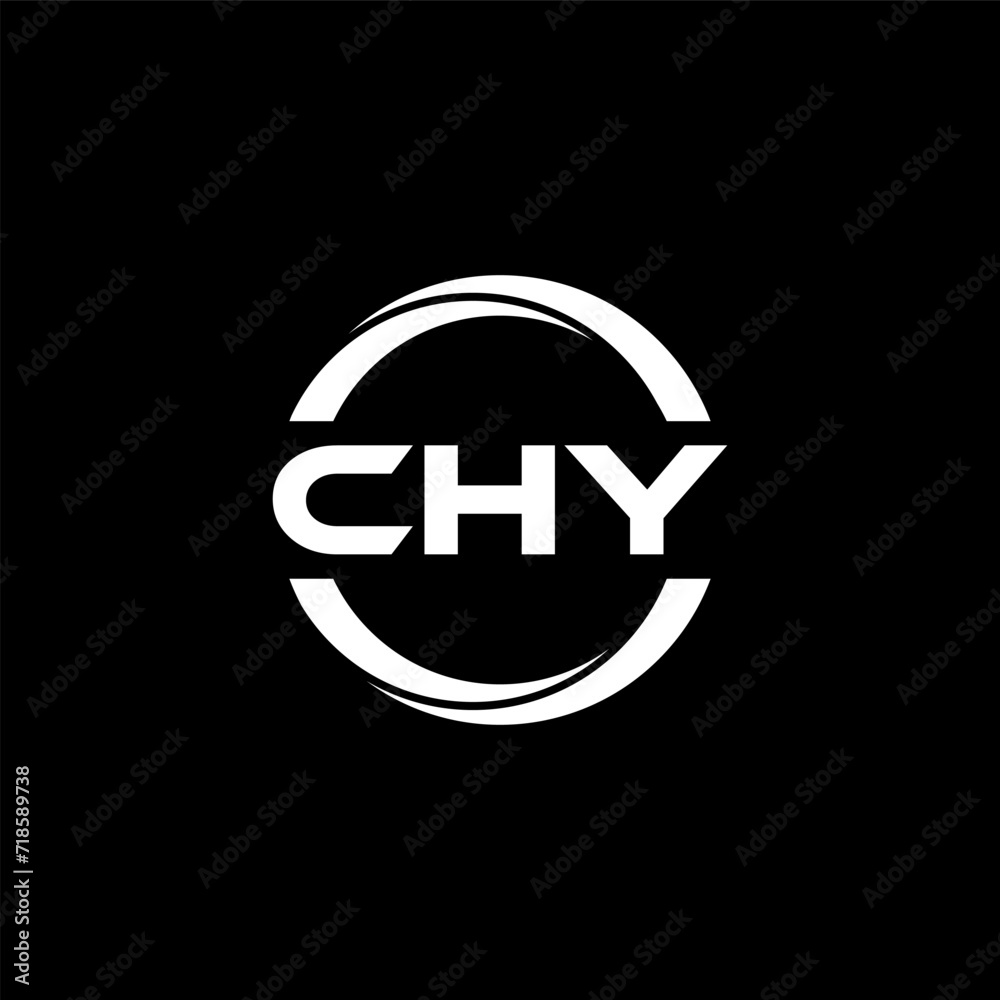 CHY letter logo design with black background in illustrator, cube logo ...