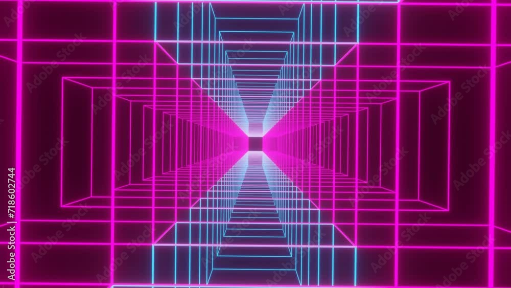 moving forward through a cross-shaped figure glowing with purple and ...