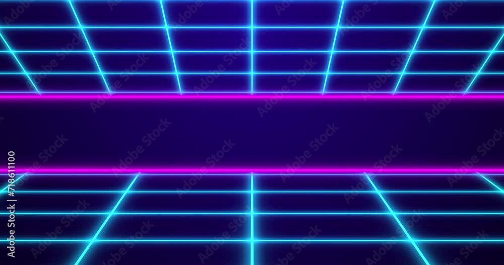 Dynamic Retro style 80s neon colored grid seamless bg in 4K. Sci-Fi ...