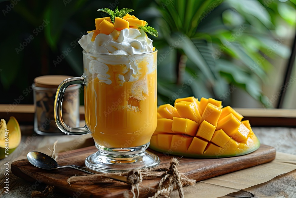 King Mango Thai a popular mango juice with whipped cream and yogurt ...