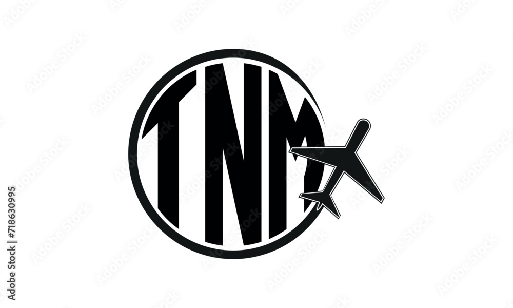 TNM three initial letter circle tour & travel agency logo design vector ...